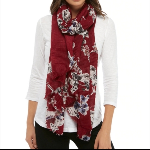 Cejon | Accessories | Cejon Pleated Floral Oblong Scarf | Poshmark